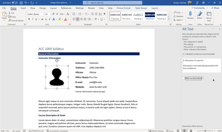 Add Image Descriptions in Word and PowerPoint