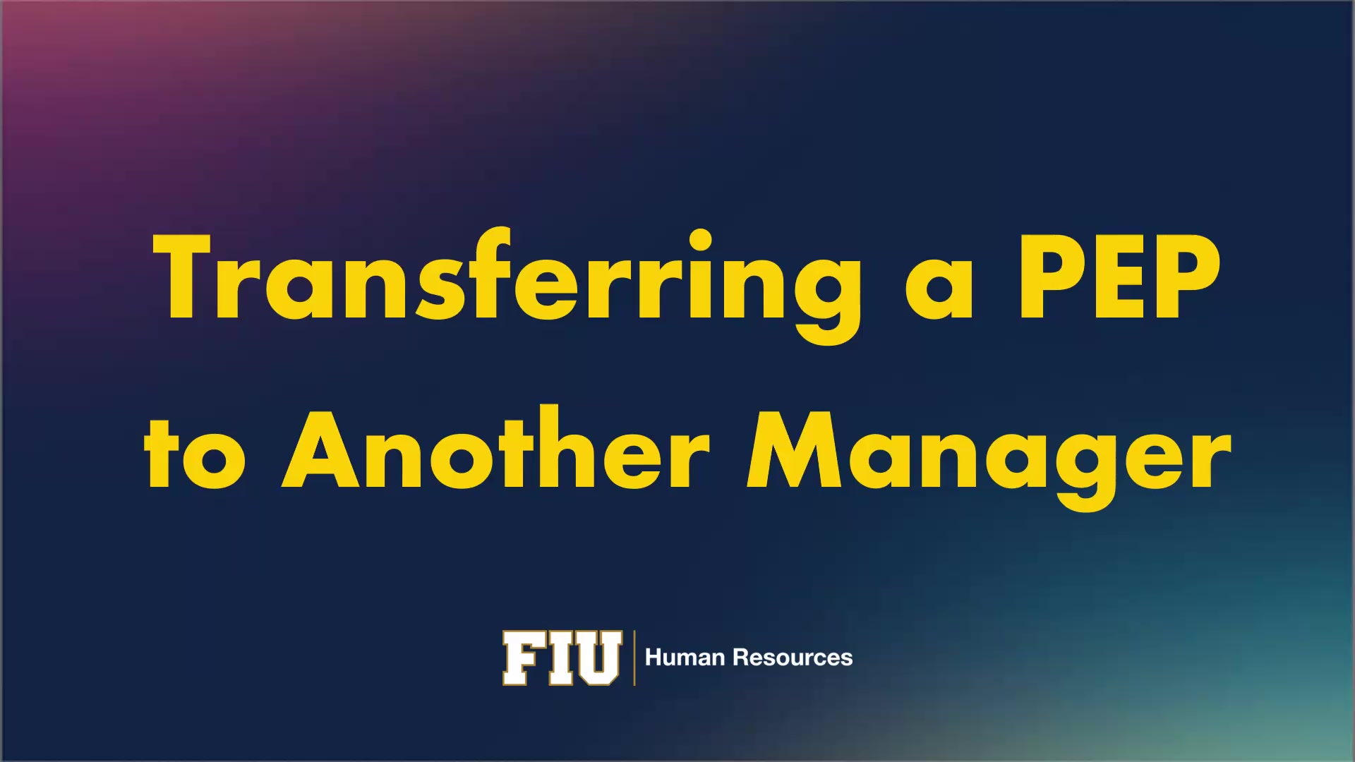 Transferring PEP Document To Another Manager