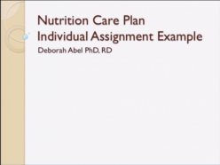 Debbie Abel -Nutrition Care Plan Assignments with Example